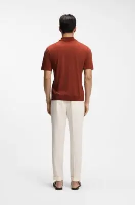 BOSS Cotton-silk Polo Shirt With Zip Neck - Brown