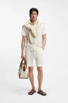 BOSS Cotton-silk Polo Shirt With Zip Neck - White