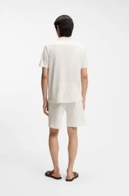 BOSS Cotton-silk Polo Shirt With Zip Neck - White