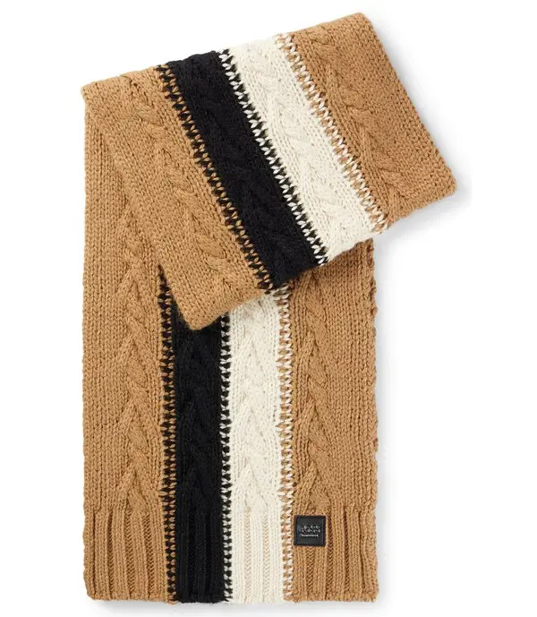 BOSS Equestrian Signature-stripe Scarf With Cable Knit - Beige