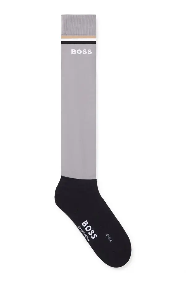 BOSS Equestrian Riding Socks With Knit-in Logo - Light Green