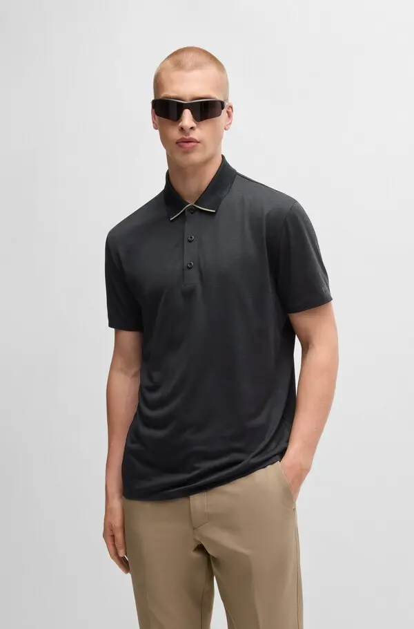 BOSS Quick-dry Stretch-jersey Polo Shirt With Logo Detail - Black