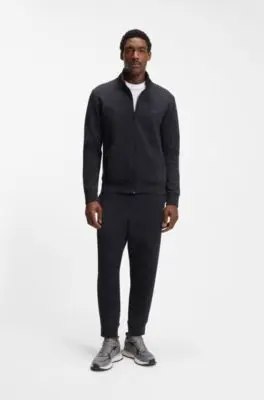 BOSS Stretch-cotton Zip-up Sweatshirt With Logo