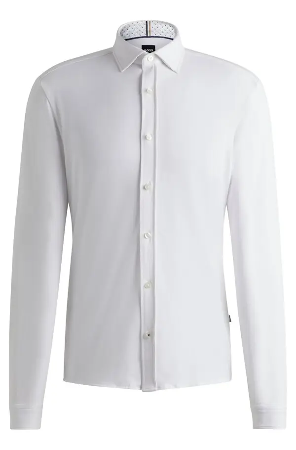 BOSS Slim-fit Shirt In Stretch-cotton Jersey - White