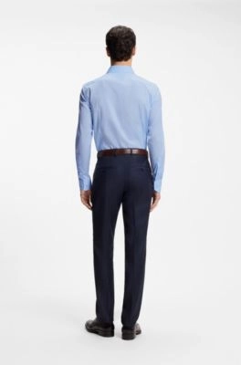 BOSS Slim-fit Shirt In Stretch Cotton-blend Poplin - Light Blue