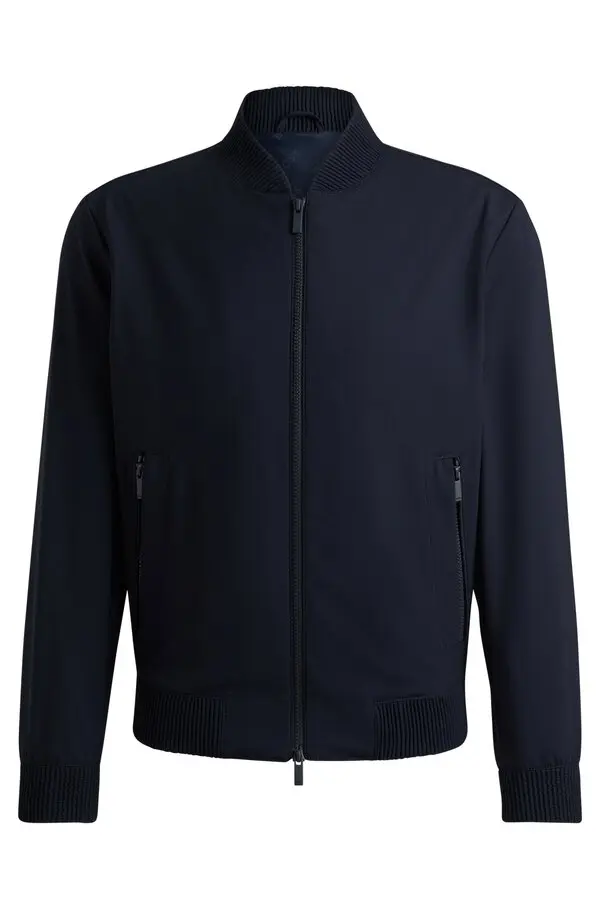 BOSS Slim-fit Blouson Jacket In Wool Blend - Dark Blue