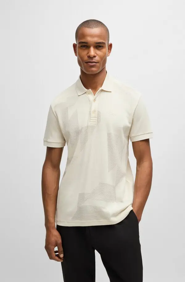 BOSS Relaxed-fit Polo Shirt In Cotton Jacquard With Logo - White