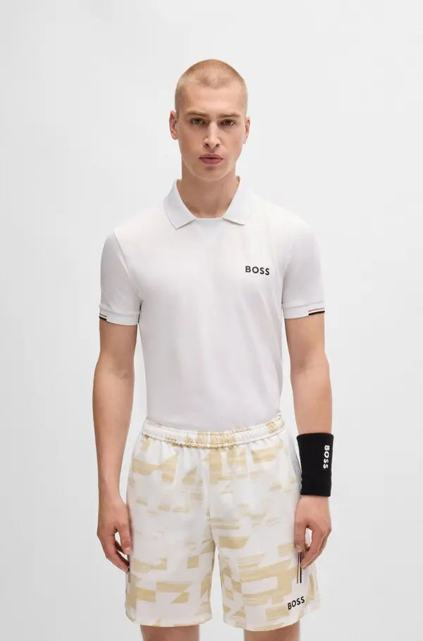 BOSS X Matteo Berrettini V-insert Slim-fit Polo Shirt - White