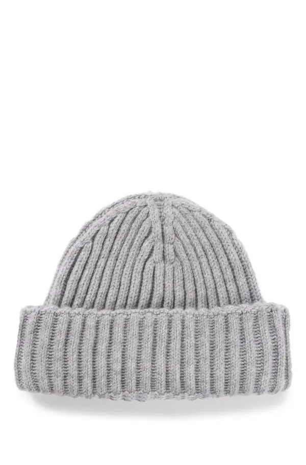 BOSS Fisherman Beanie Hat In Virgin Wool And Cashmere - Light Grey