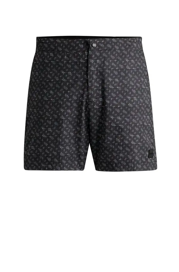 BOSS Quick-dry Swim Shorts With Monogram Print - Black