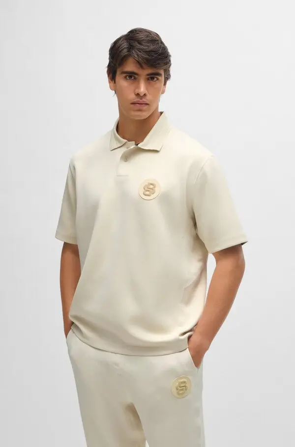 BOSS Stretch-jersey Polo Shirt With Double Monogram - White