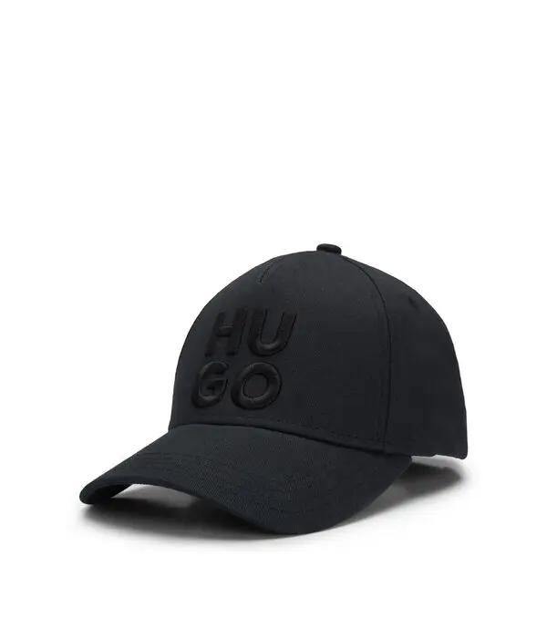 Hugo Cotton-twill Cap With Embroidered Stacked Logo - Black