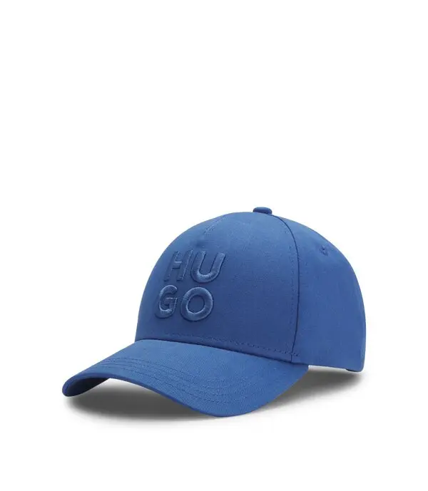 Hugo Cotton-twill Cap With Embroidered Stacked Logo - Blue