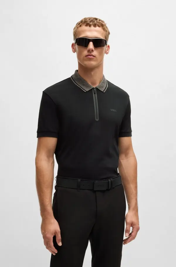 BOSS Interlock-cotton Regular-fit Polo Shirt With Logo Detail - Black