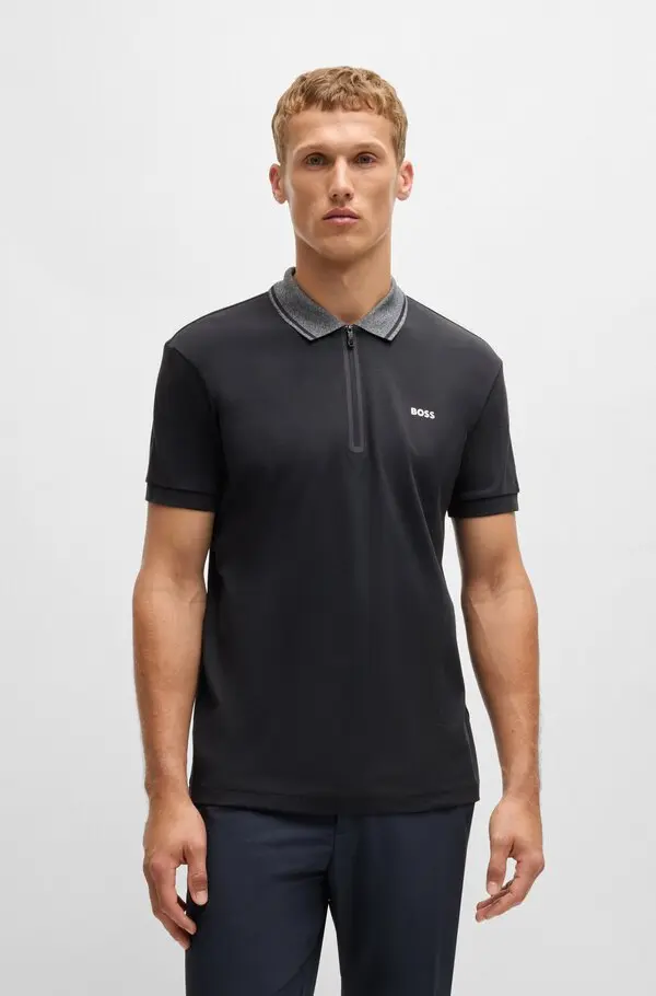 BOSS Interlock-cotton Regular-fit Polo Shirt With Logo Detail - Dark Blue
