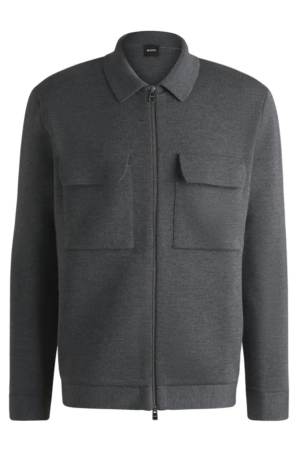 BOSS Zip-up Wool Cardigan