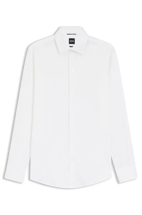 BOSS Slim-fit Shirt In Performance-stretch Twill - White