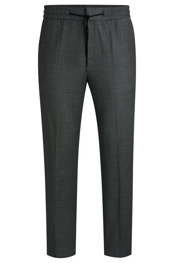 Hugo Micro-patterned Extra-slim-fit Trousers - Light Grey