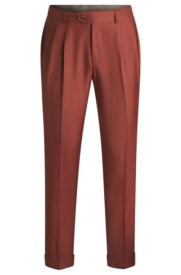 BOSS Regular-fit Trousers In Cashmere, Virgin Wool And Silk - Red