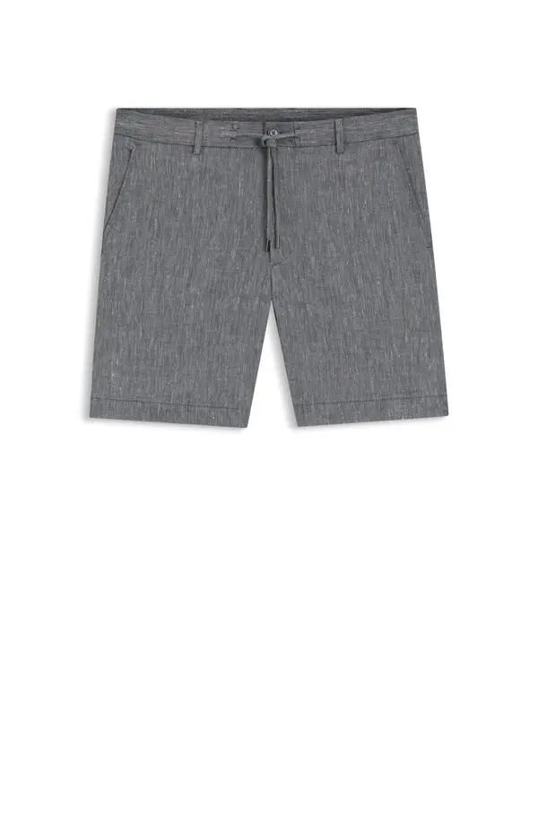BOSS Regular-fit Shorts In A Linen Blend With Drawcord - Grey