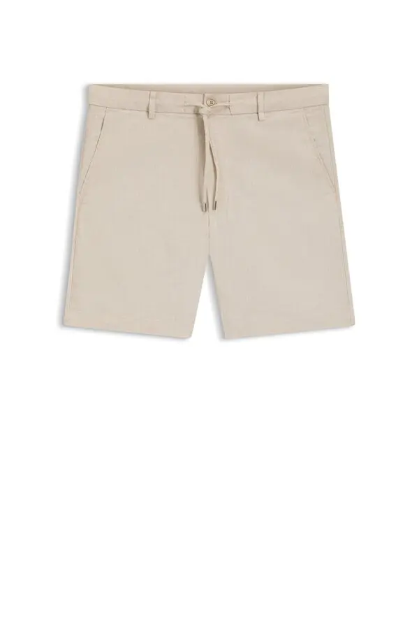 BOSS Regular-fit Shorts In A Linen Blend With Drawcord - Light Beige