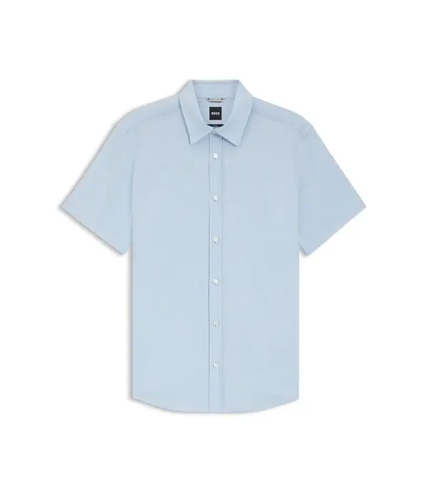 BOSS Slim-fit Shirt In Stretch Linen - Light Blue