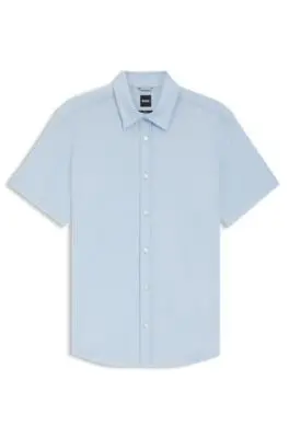 BOSS Slim-fit Shirt In Stretch Linen - Light Blue