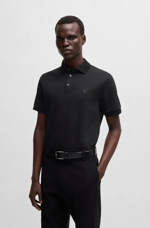 BOSS Cotton-piqué Polo Shirt With Double B Monogram - Black