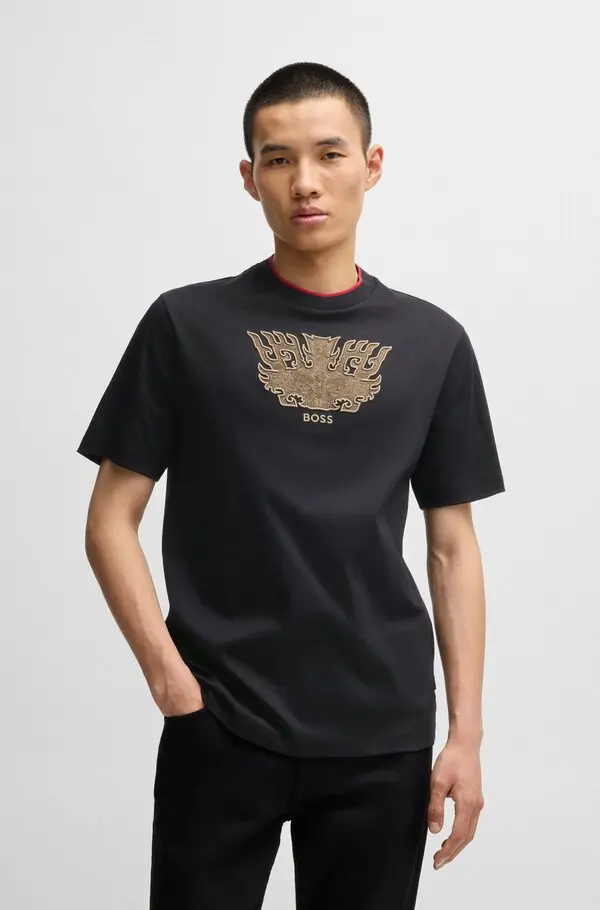 BOSS X Creation Of The Gods T-shirt With Taotie Embroidery - Black