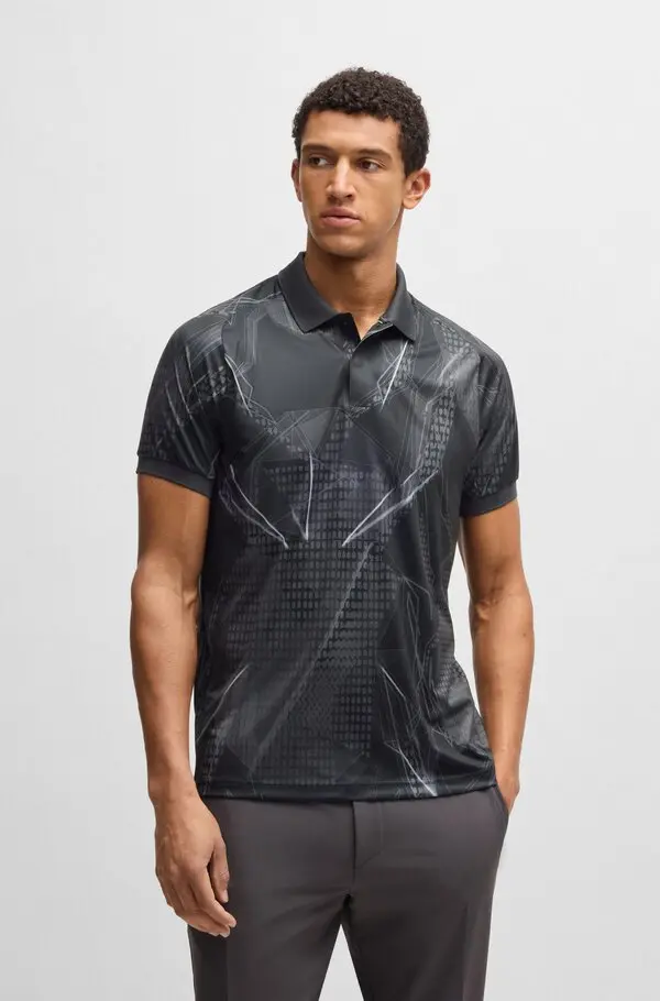 BOSS Active Paddy Graphic-print Polo Shirt - Black