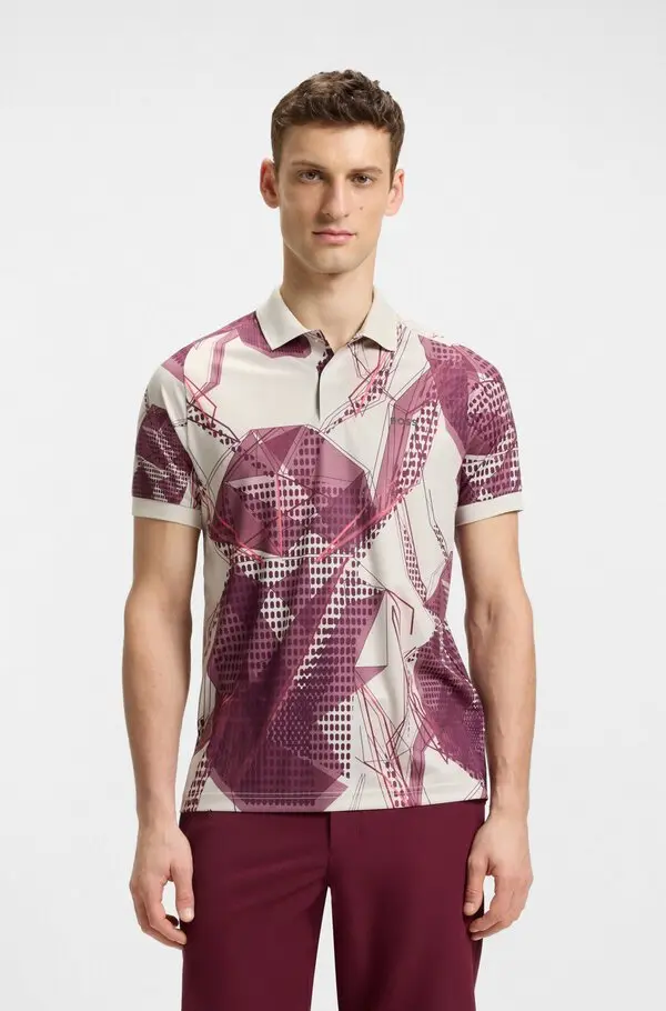 BOSS Active Paddy Graphic-print Polo Shirt - Light Beige