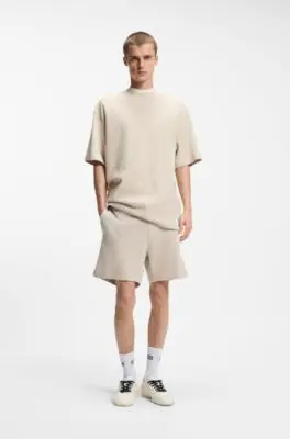 Hugo Cotton Blend Waffle-structure Shorts - Light Beige