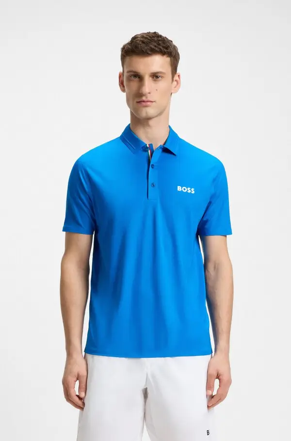 BOSS Active Slim-fit Polo Shirt With Bonded Seams - Dark Blue