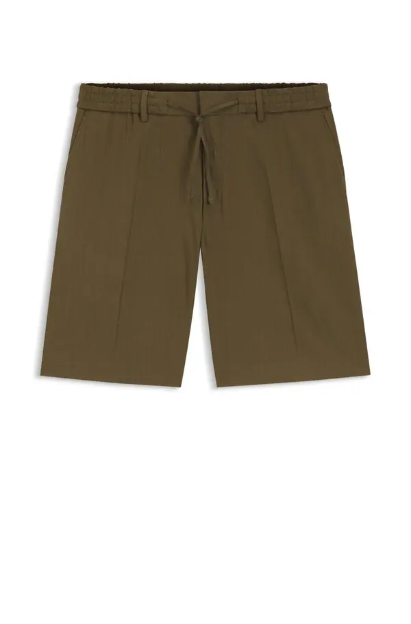 BOSS Formal Shorts In A Linen Blend - Dark Green