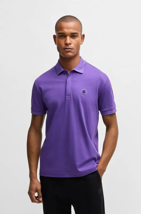 BOSS Paddy Polo Shirt In Cooling Cotton - Dark Purple
