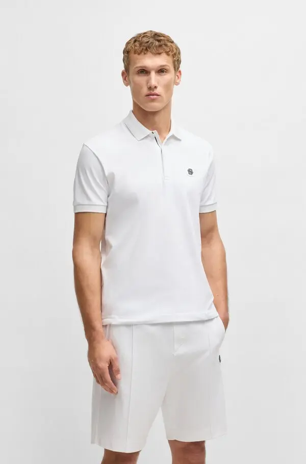 BOSS Paddy Polo Shirt In Cooling Cotton - White