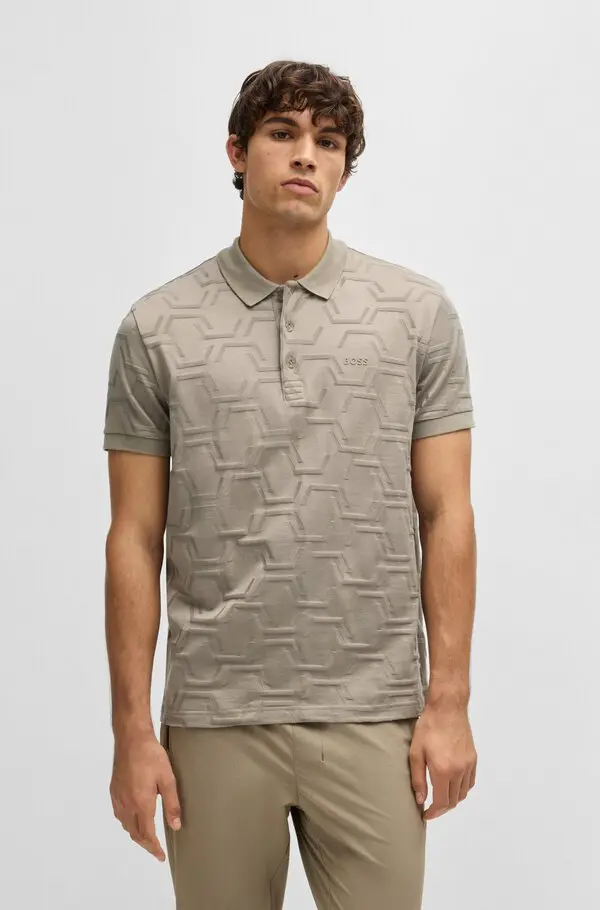 BOSS Paddy Relaxed-fit Polo Shirt In Quilted Mercerized Cotton - Light Green