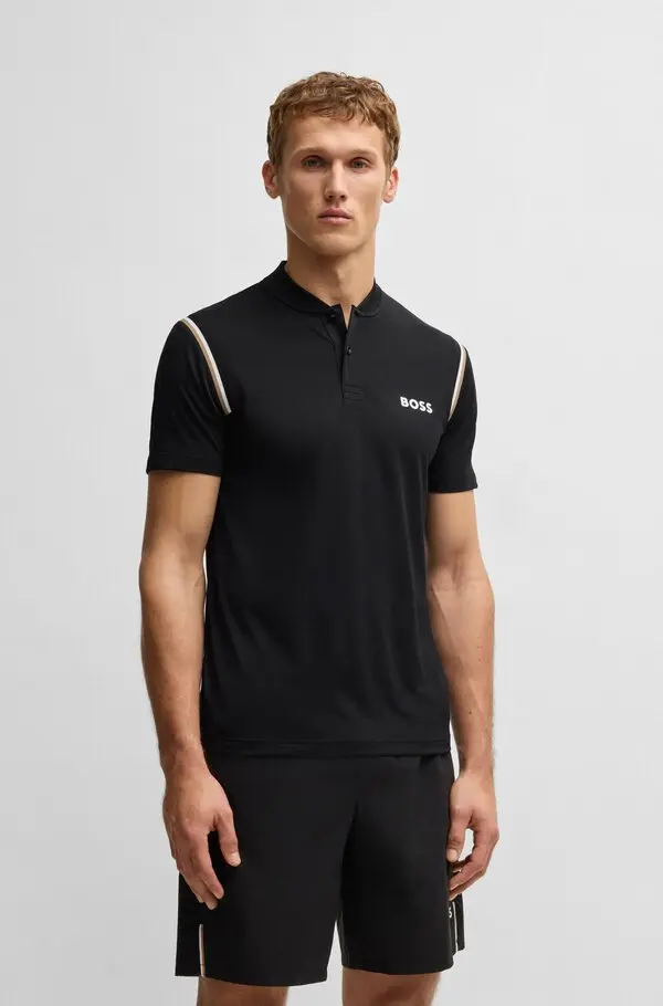 BOSS X Matteo Berrettini Active Polo Shirt With Moisture Control - Black