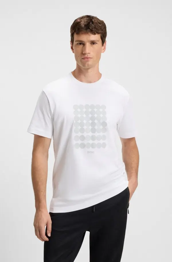 BOSS Interlock-cotton T-shirt With Circle Artwork