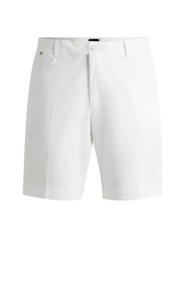 BOSS Slim-fit Shorts In Stretch-cotton Twill - White