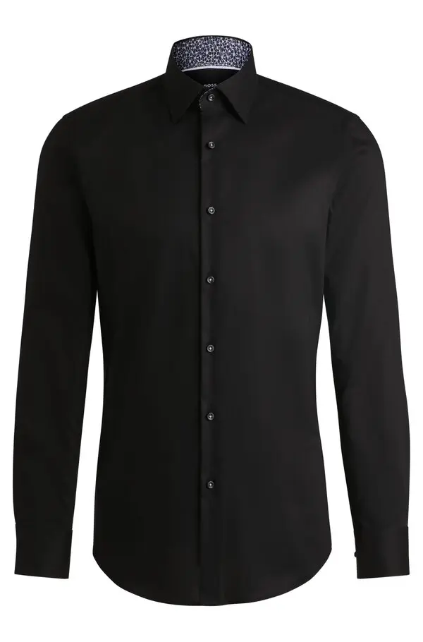 BOSS Slim-fit Shirt In Easy-iron Cotton Poplin - Black