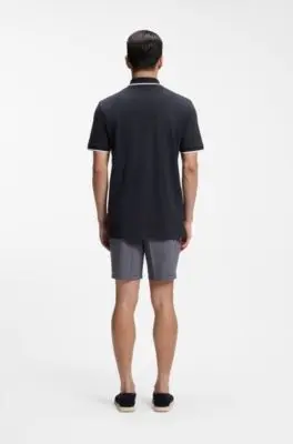 BOSS Cotton-piqué Polo Shirt With Contrast Tipping - Dark Blue