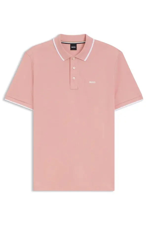 BOSS Cotton-piqué Polo Shirt With Contrast Tipping - Light Pink