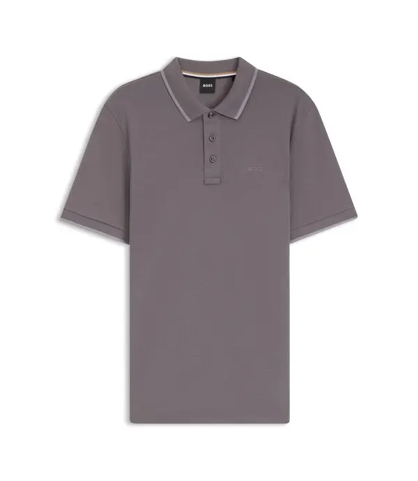 BOSS Cotton-piqué Polo Shirt With Contrast Tipping - Purple