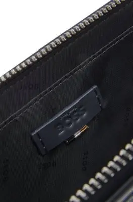 BOSS Italian Leather Crossbody Bag With Embossed Logo
