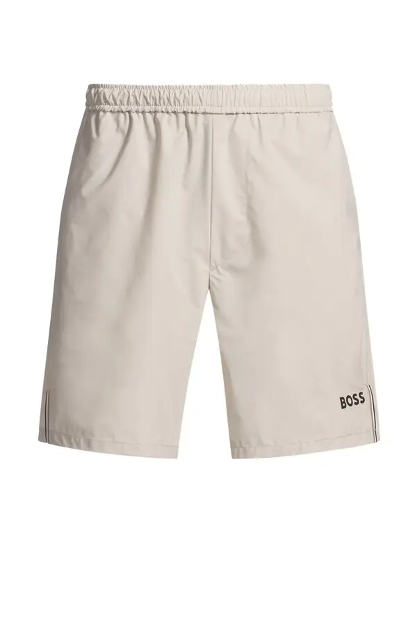 BOSS Active Tennis Shorts In Quick-dry Super-stretch Fabric - Light Beige