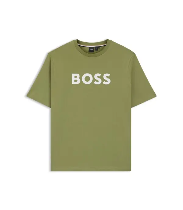 BOSS Cotton Jersey T-shirt With Mixed-print Logo - Green