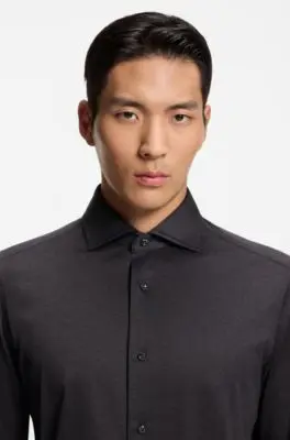 BOSS Slim-fit Shirt In Italian-made Cotton - Grey