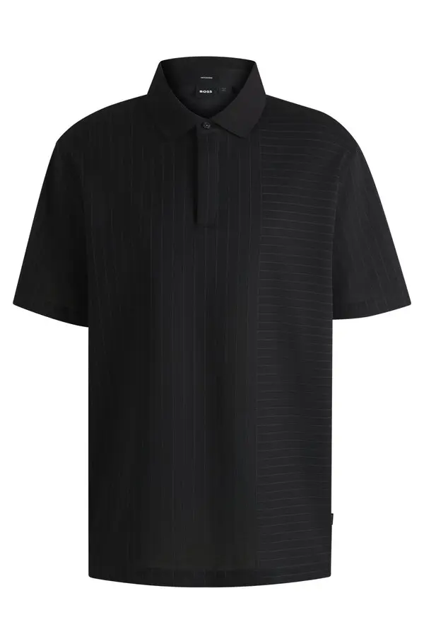 BOSS Regular-fit Polo Shirt In Mercerized Cotton Jacquard - Black