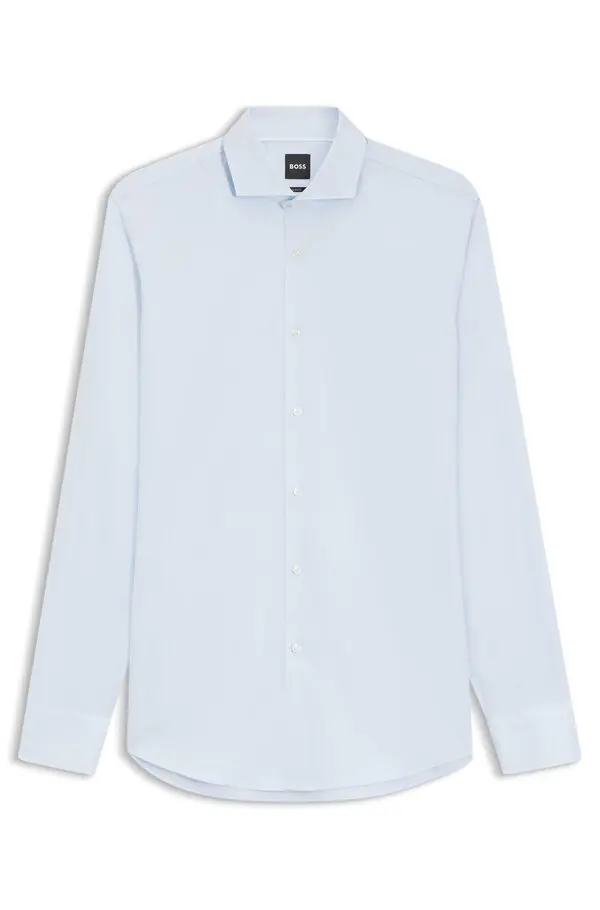 BOSS Slim-fit Shirt In A Structured Cotton Blend - Light Blue